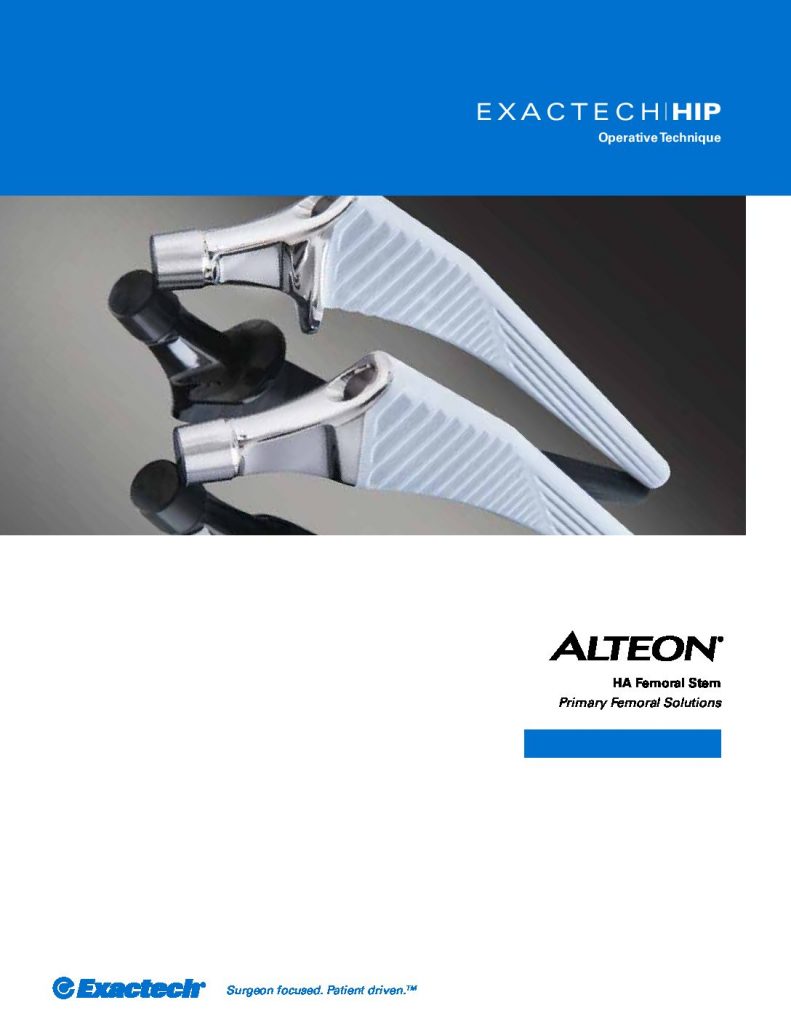 Alteon HA Femoral Hip Stem Operative Technique - 711-77-00 Rev B | www ...